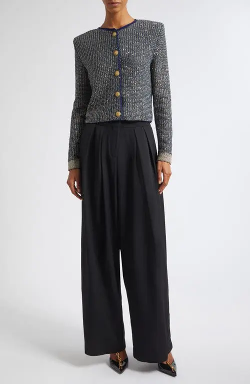 Balmain Glitter Fringe Tweed Cardigan