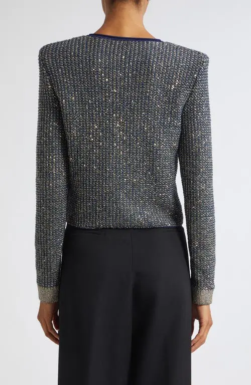 Balmain Glitter Fringe Tweed Cardigan