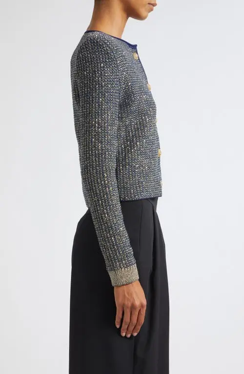 Balmain Glitter Fringe Tweed Cardigan