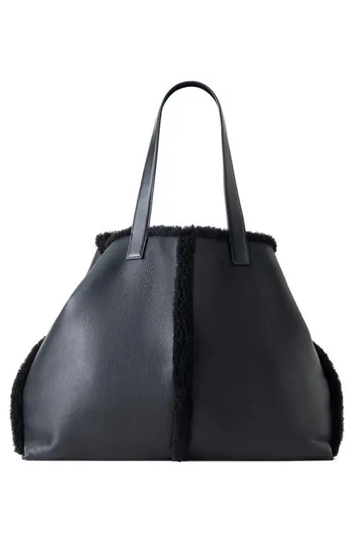 Akris Ai Leather & Genuine Shearling Convertible Tote