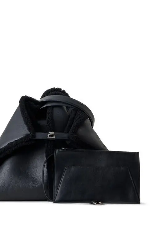 Akris Ai Leather & Genuine Shearling Convertible Tote