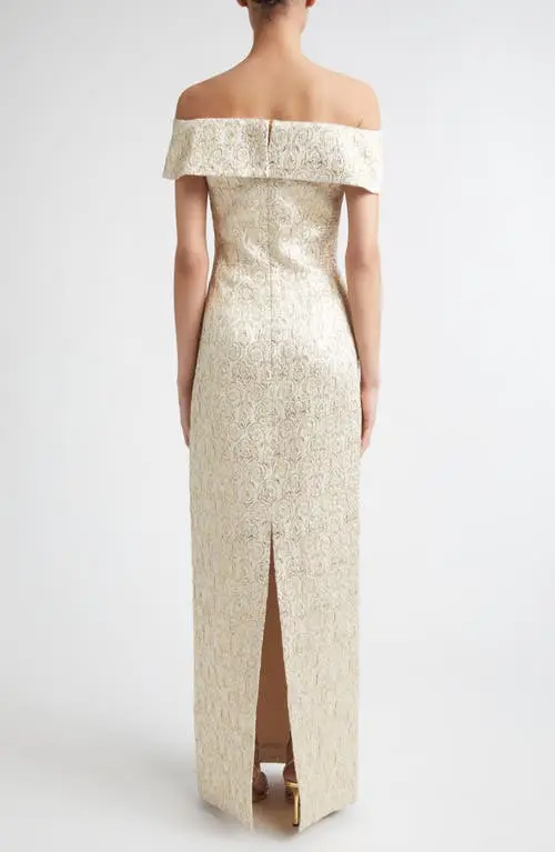 EMILIA WICKSTEAD Metallic Jacquard Off-the-shoulder Gown