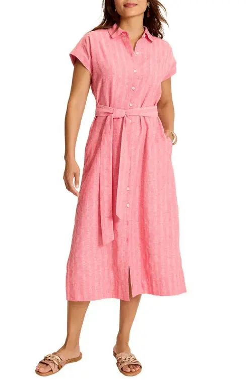 Tommy Bahama Textured Dobby Midi Shirtdress - Havana