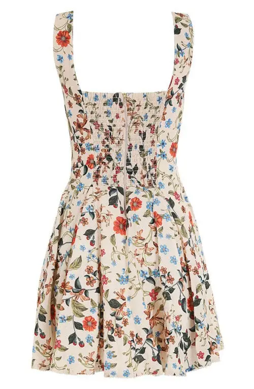 Agua Bendita Kristen Floral Pleated Minidress - Multicolor