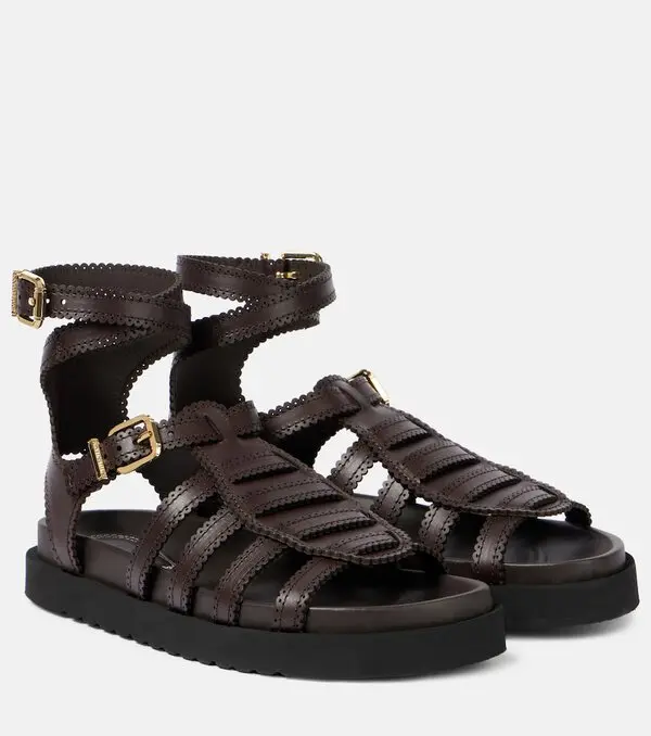 Zimmermann Goldie Leather Gladiator Sandals