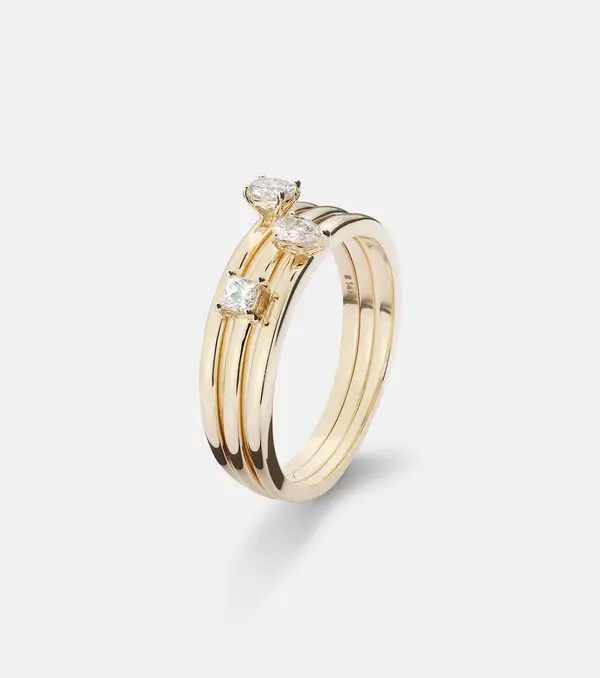 STONE AND STRAND 14kt Yellow Diamond Stacked Ring