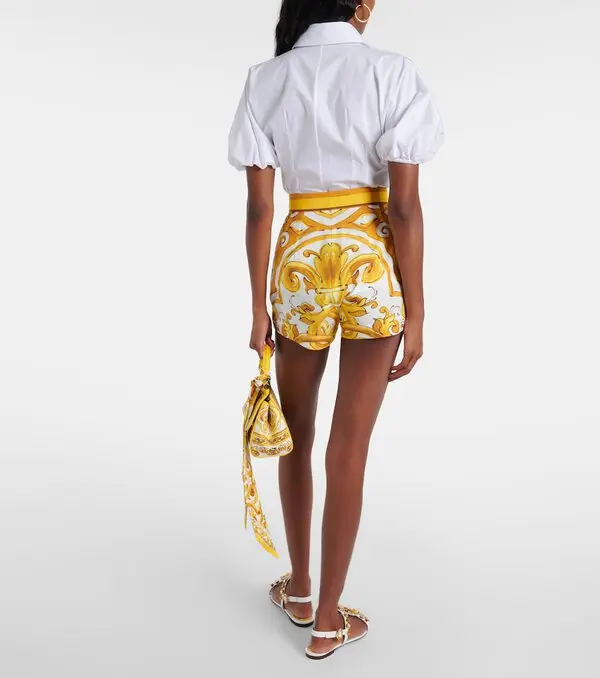 Dolce & Gabbana Majolica High-rise Cotton Shorts