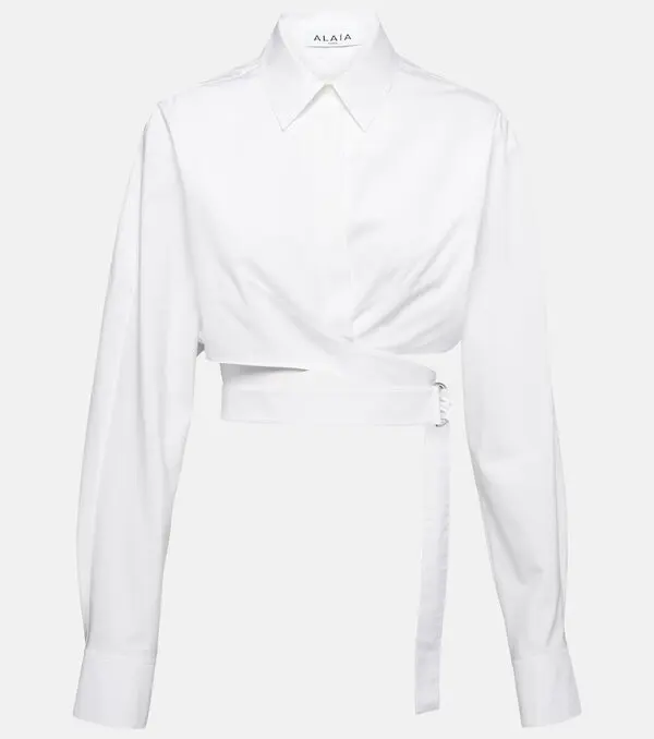 Alaïa Cropped Cotton Poplin Shirt