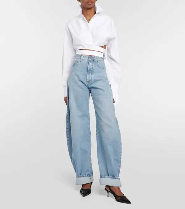 Alaïa Cropped Cotton Poplin Shirt