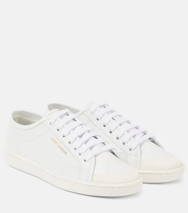 Saint Laurent Calf Leather Lace-up Sneakers - White