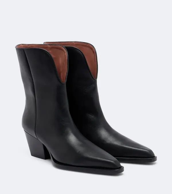 Paris Texas Jane Leather Cowboy Boots - Black
