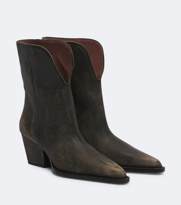 Paris Texas Jane Leather Cowboy Boots - Brown