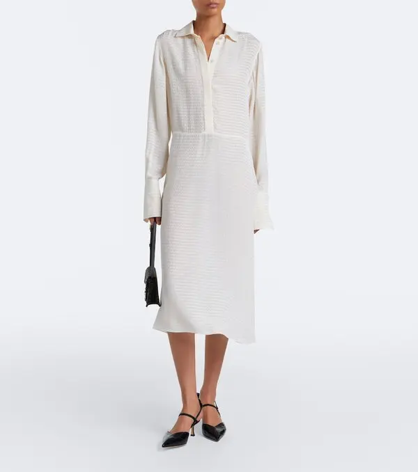 Fendi Chevron Jacquard Silk Midi Dress