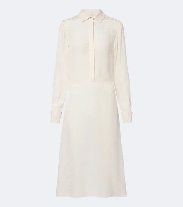 Fendi Chevron Jacquard Silk Midi Dress