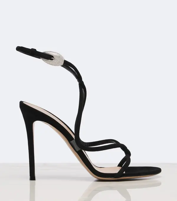 GIANVITO ROSSI Embellished Suede Strappy Sandals