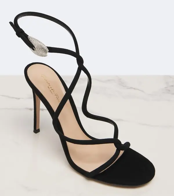 GIANVITO ROSSI Embellished Suede Strappy Sandals