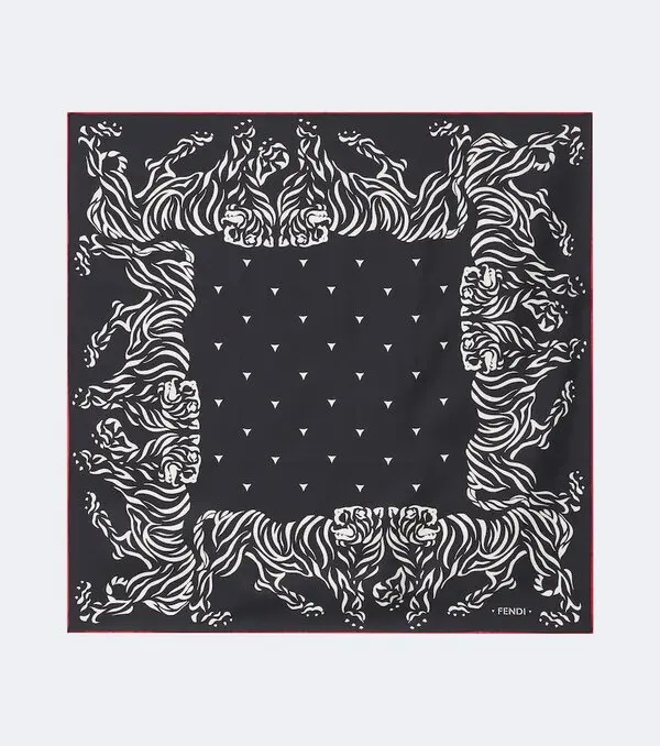 Fendi Printed Silk Scarf - Black
