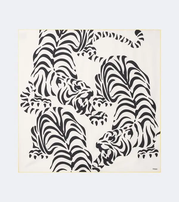 Fendi Printed Silk Scarf - Yellow