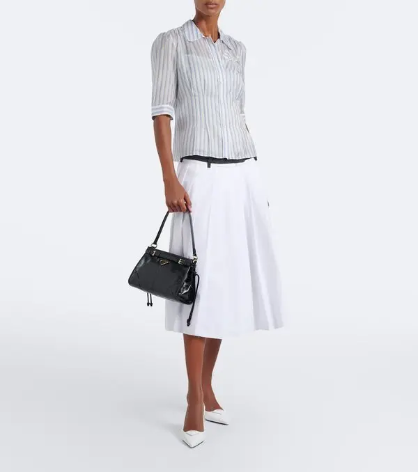 Prada Bonnie Small Leather Shoulder Bag - Black