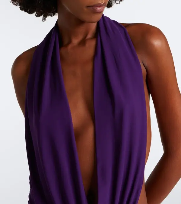 Alex Perry Draped Halterneck Gown - Purple