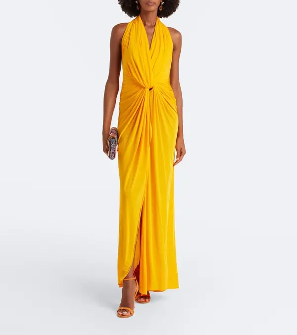 Alex Perry Draped Halterneck Jersey Gown