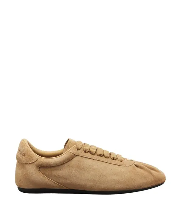 Dolce & Gabbana Soft Ballet Suede Lace-up Sneakers - Beige