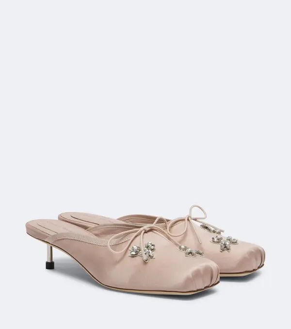Simone Rocha Embellished Satin Mules - Pink