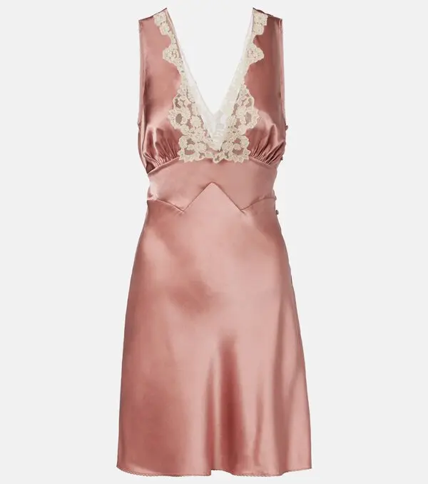 Chloé Lace-trimmed Silk Satin Minidress