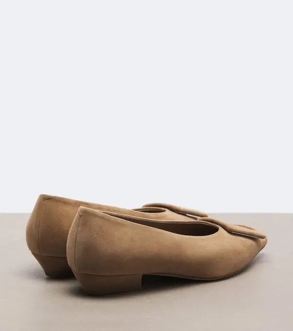 ROGER VIVIER Viv" Suede Ballet Flats - Beige