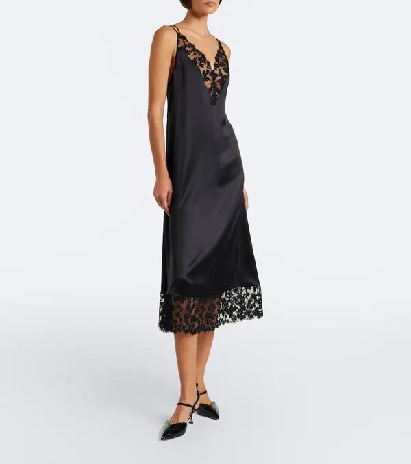 Fendi Lace-trimmed Silk Slip Dress