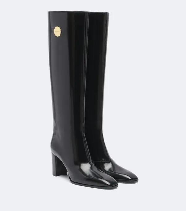 Saint Laurent Louis Leather Knee-high Boots - Black