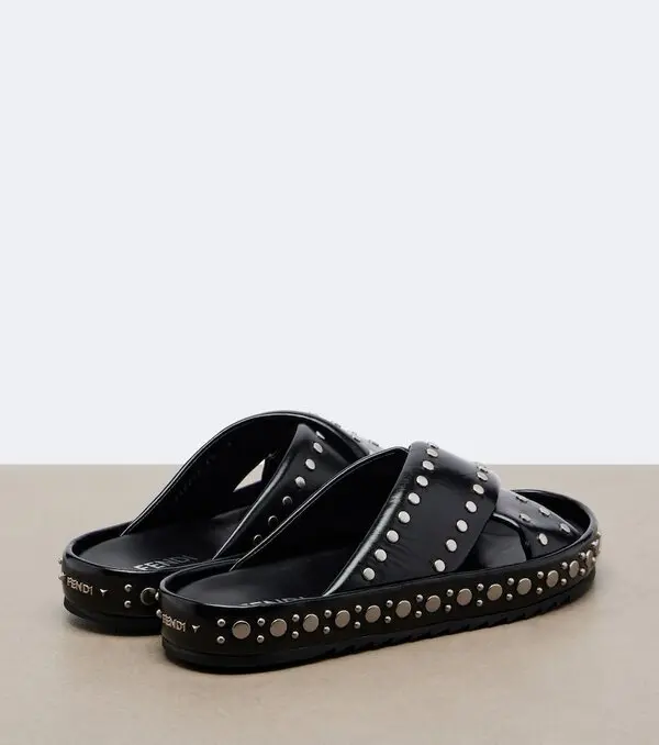 Fendi Studded Leather Slides