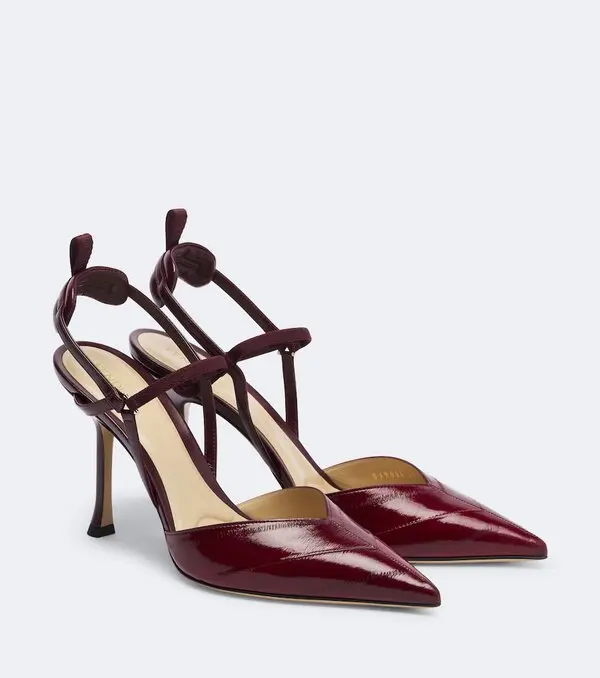 Fendi Colibrì Leather Slingback Pumps - Burgundy