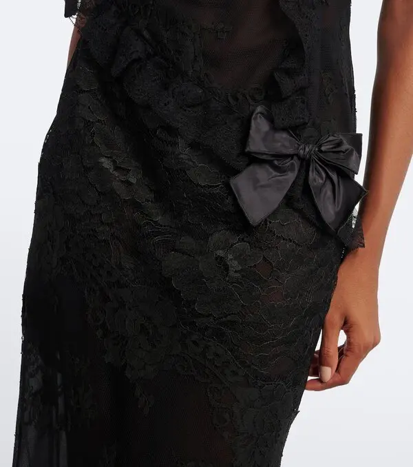 Alessandra Rich Lace Bow Detail Midi Dress