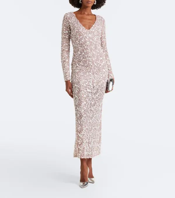 LA FUORI Sequined Gown With Back Slit