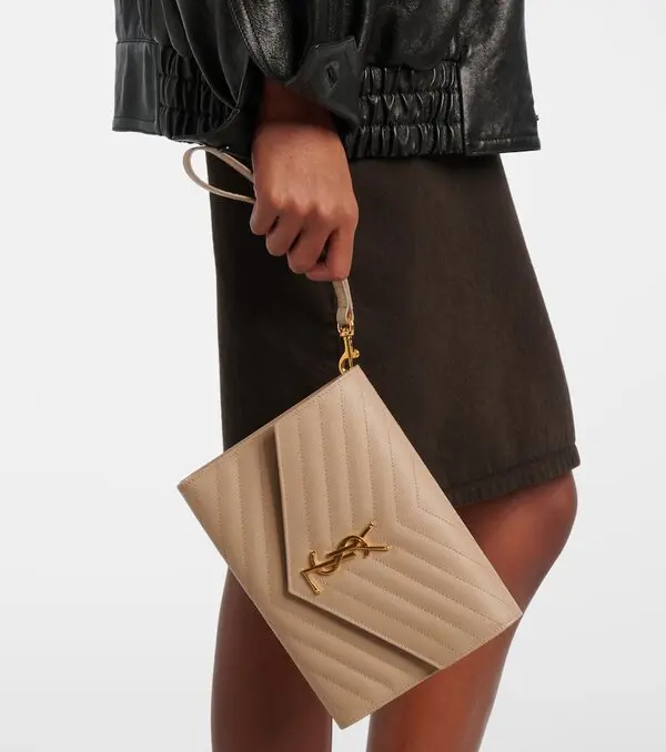 Saint Laurent Cassandre Small Matelassé Leather Clutch