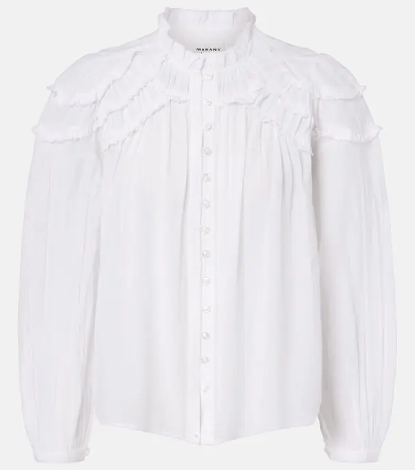 MARANT ETOILE Christa Ruffled Cotton-blend Blouse