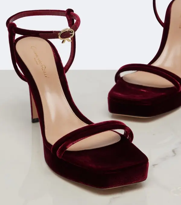 GIANVITO ROSSI Velvet Platform Sandals