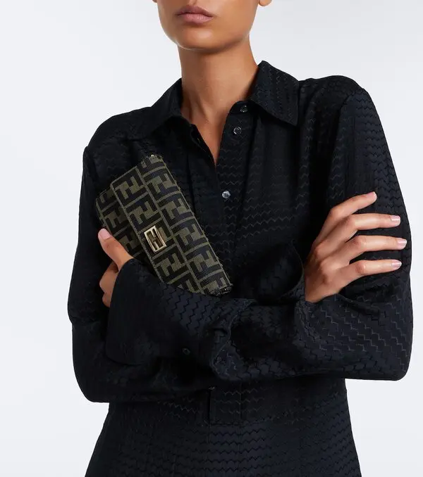 Fendi Mini Ff Jacquard Canvas Shoulder Bag