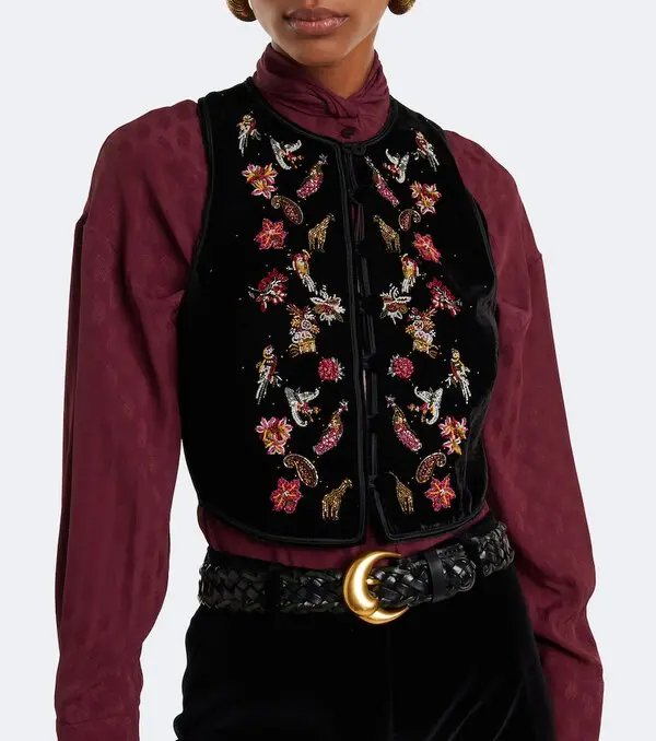 Etro Embellished Velvet Vest
