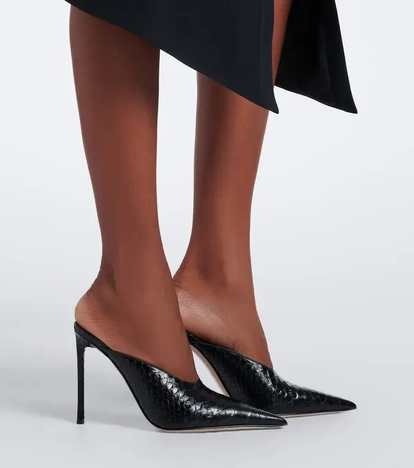 TOM FORD Snake-effect Leather Pointed Toe Mules
