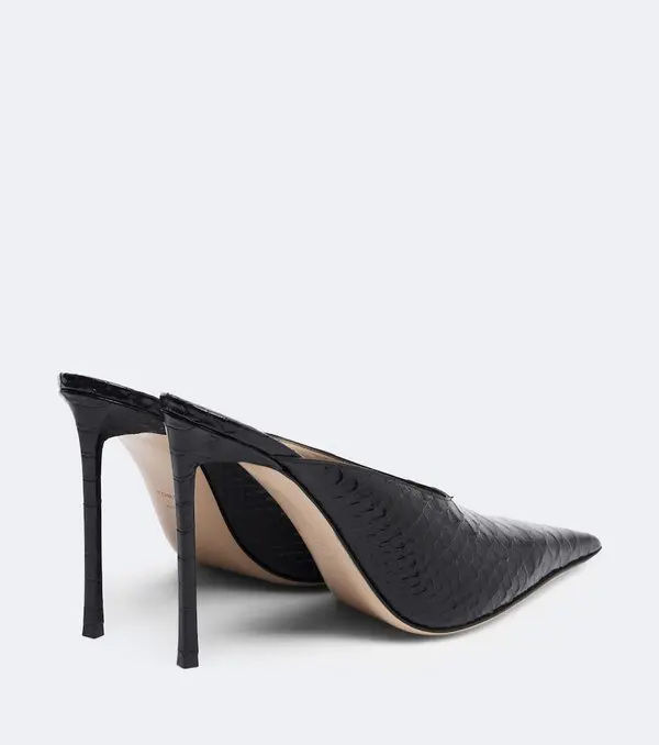 TOM FORD Snake-effect Leather Pointed Toe Mules