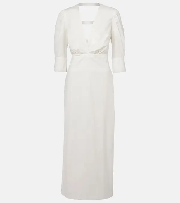 ADRIANA DEGREAS Puff Sleeve Cotton Maxi Dress - White