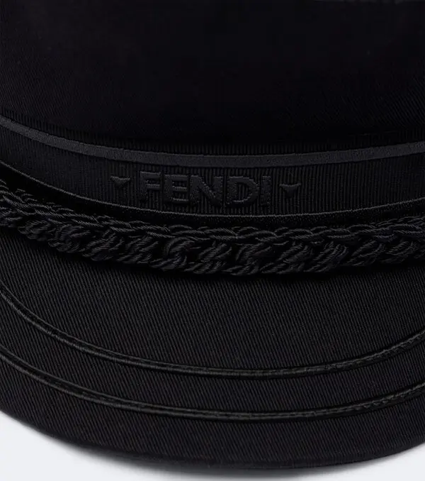 Fendi Logo Cotton Newsboy Hat