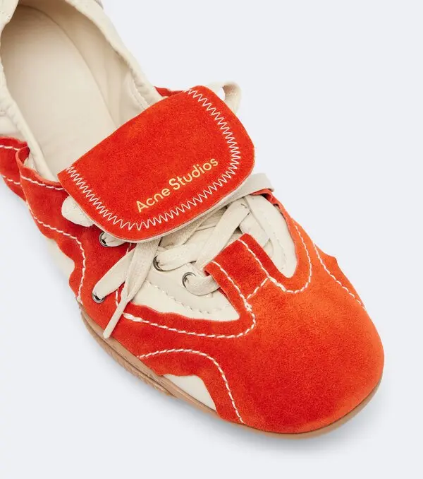 Acne Studios Bilaria Leather And Suede Sneakers - Orange