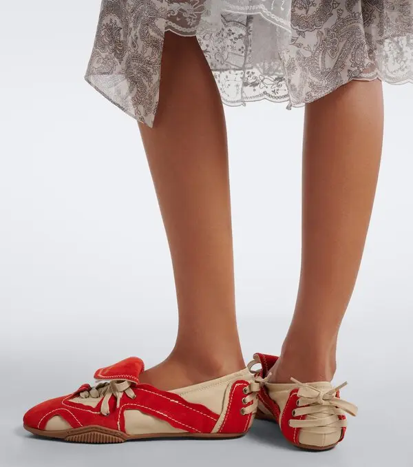 Acne Studios Bilaria Leather And Suede Sneakers - Orange