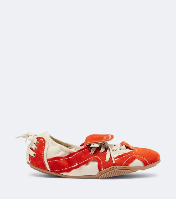 Acne Studios Bilaria Leather And Suede Sneakers - Orange