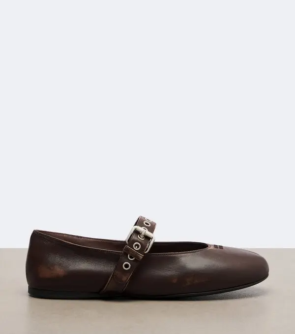Miu Miu Leather Mary Jane Flats