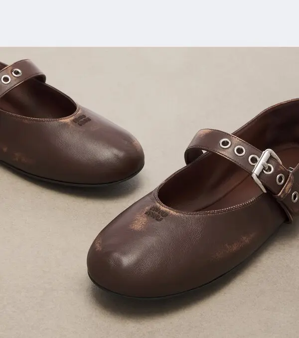 Miu Miu Leather Mary Jane Flats
