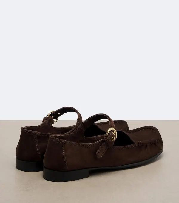 Miu Miu Suede Ballerina Flats With Buckle Fastening